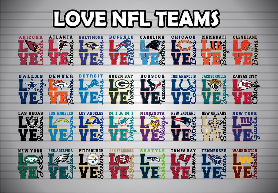 NFL Love (Select Team) - DTF Transfer (Ready To Press) – Elegant Press ...