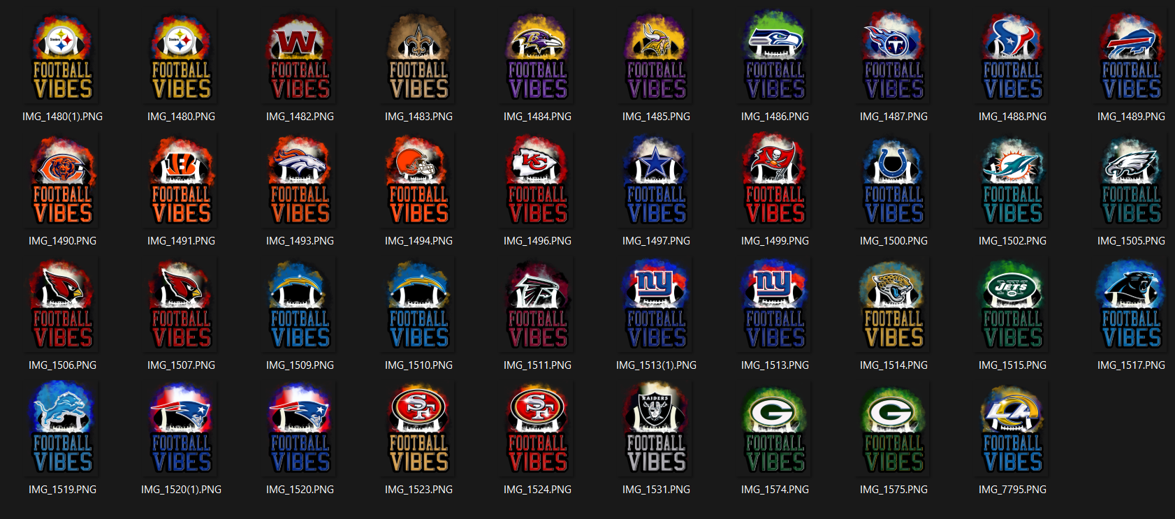 NFL Vibes (Select Team) - DTF Transfer (Ready To Press) – Elegant Press ...